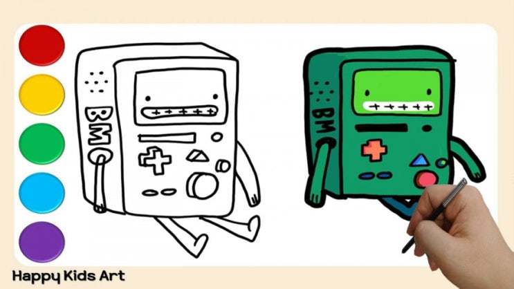 Drawing BMO From adventure time easy with tablet for kids| 어드벤쳐 타임의 비모를 ...