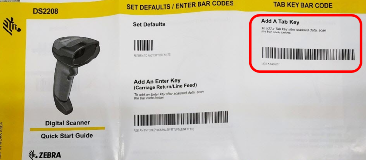 [ZEBRA] 바코드 스캐너 "탭 키 (TAB KEY)" 추가하는 방법 : 네이버 블로그