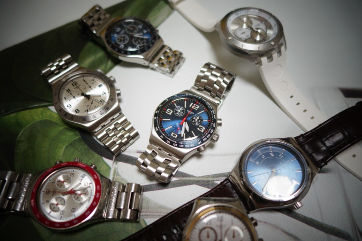 스와치 아이러니 크로노그래프 시계 BLUE GRID YVS454 리뷰 : 네이버 블로그