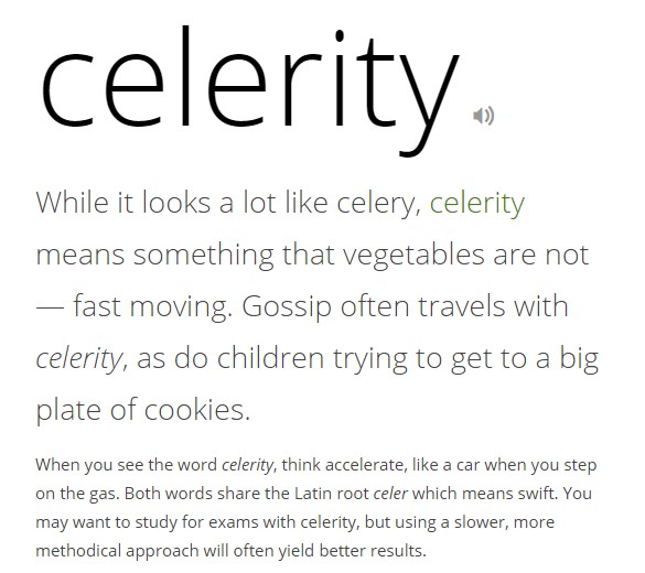 celerity [문어] [U] 신속, 민첩(swiftness), 속력 | 영어 단어 : 네이버 블로그