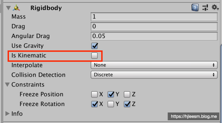 [Unity] Rigidbody.isKinematic, addForce 동작 안함. : 네이버 블로그