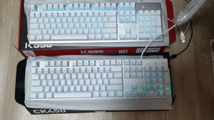 입문용 기계식키보드 앱코 k595(청축) , COX CK450(갈축) 비교영상 : 네이버 블로그