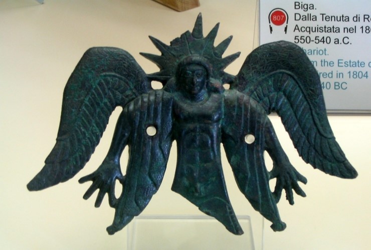 에트루니아 태양신 우실(Sun-God Usil), 3번 방 C 진열장, Gregorian Etruscan Museum ...