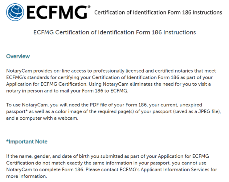 Notarycam (ECFMG certification과정 - Form 186) : 네이버 블로그