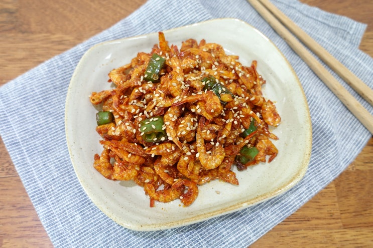 고추장 마른새우볶음 만드는법 매콤한 밑반찬 건새우 요리 네이버 블로그