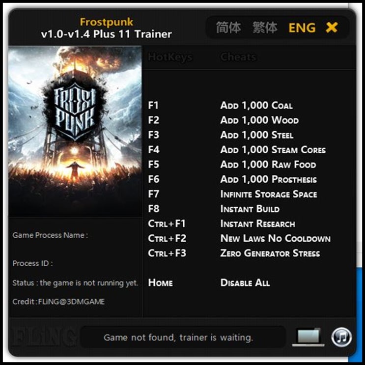 19-08-28 프로스트펑크 트레이너 (Frostpunk Trainer v1.0-v1.4 +11) 3DM : 네이버 블로그