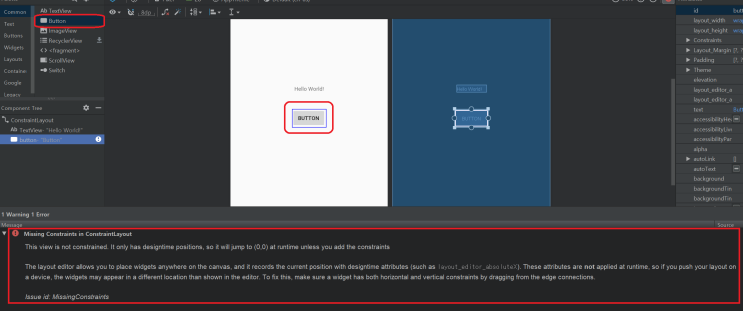 안드로이드 Missing Constraints in ConstraintLayout 해결 방법 : 네이버 블로그