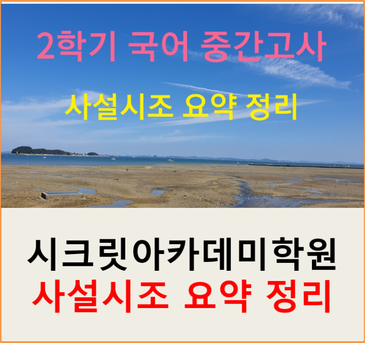 동춘동 국어 영어 학원 사설시조 두터비두꺼비 파리를 물고 ~ 요약정리 연수고 인천여중 연성중 국어 1등급을 향하여