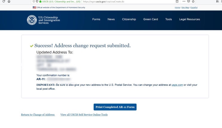 [AR-11] USCIS 이사후 주소변경하기 : 네이버 블로그