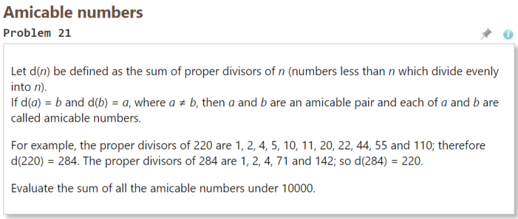 [PE 21] 완전수,친화수,사교수 - Amicable numbers : 네이버 블로그