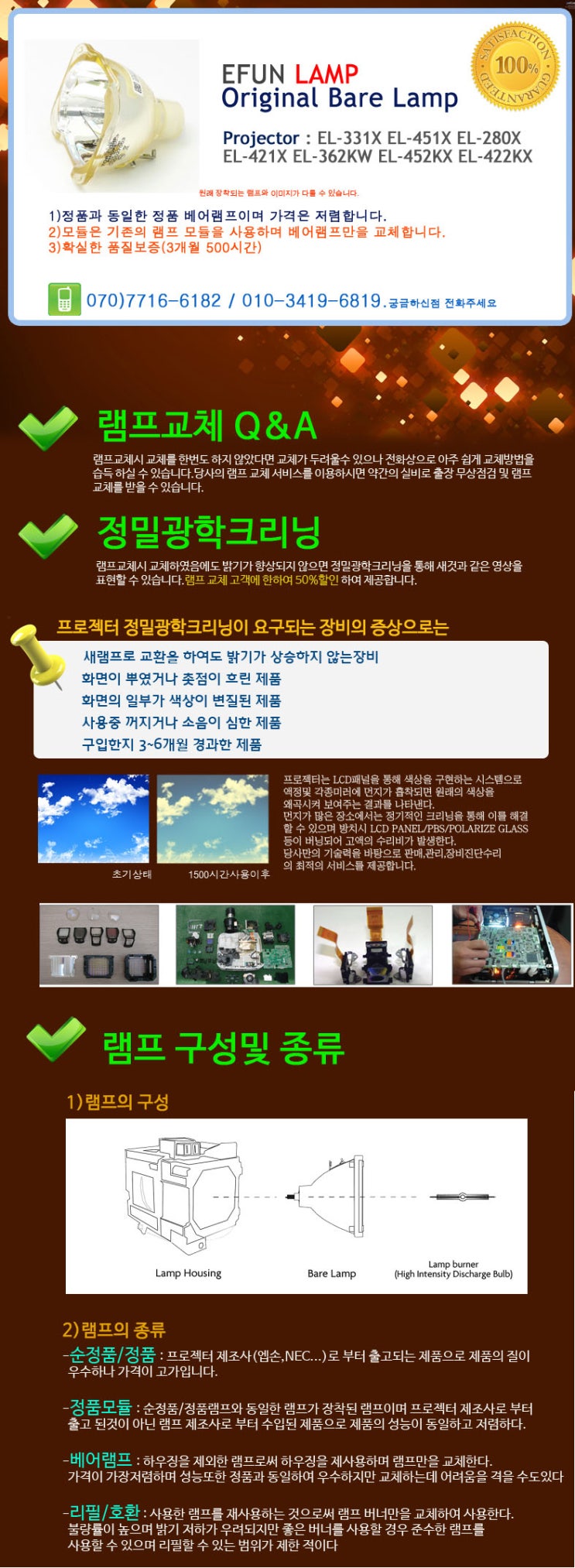 이펀 프로젝터램프/EFUN EL-331X EL-451X EL-280X EL-421X EL-362KW EL-452KX EL ...