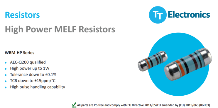 [TT Electronics] 고출력 MELF 저항기 / High Power MELF Resistors : 네이버 블로그