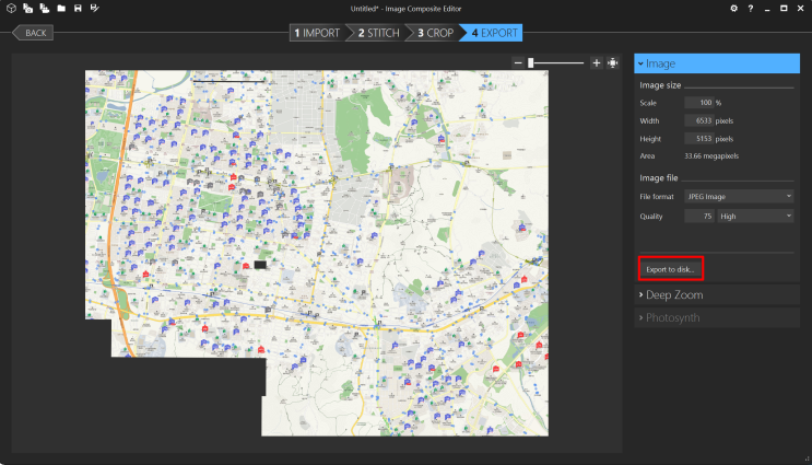 큰 지도 만들기와 분할 인쇄 프로그램으로 출력하기 / ICE(Image Composite Editor)+Posteriza ...