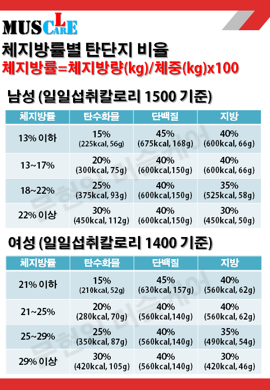 다이어트 식단 남자 여자 체지방률 계산 탄단지 비율 운동처방사 문현일 네이버 블로그