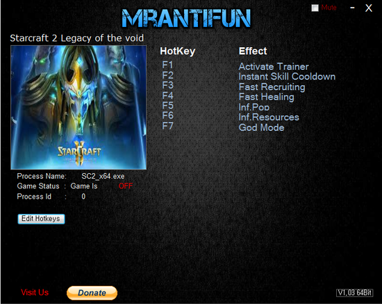 스타크래프트 2: 공허의 유산 트레이너 - Starcraft 2: Legacy of the void v4.8.1.71523 +6 ...