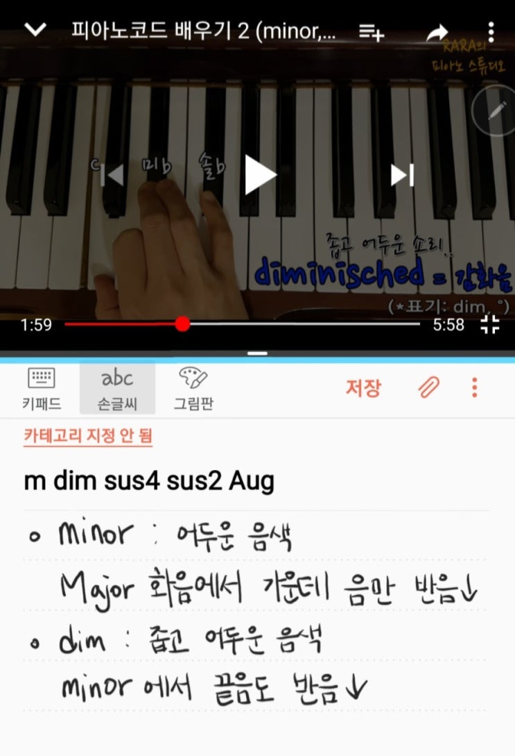 피아노 m, dim, sus4, sus2, Aug 코드 연습하기 : 네이버 블로그