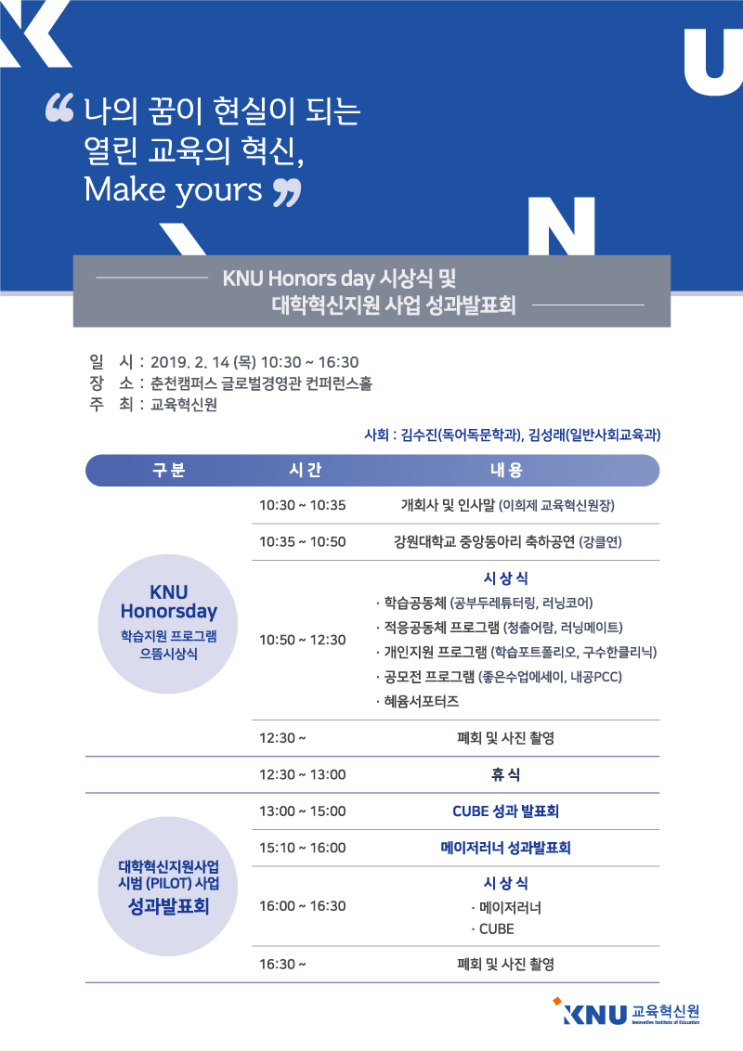 강원대학교 교육혁신원:: KNU Honors day 시상식 및 대학혁신지원 사업 성과발표회 : 네이버 블로그