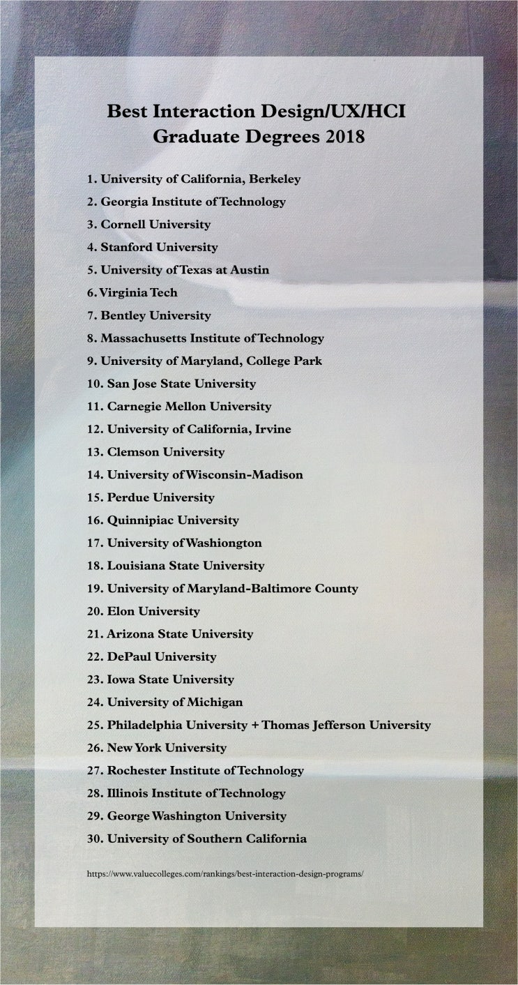 디자인대학원 순위 Best Interaction Design/UX/HCI Graduate Degrees 2018 : 네이버 블로그