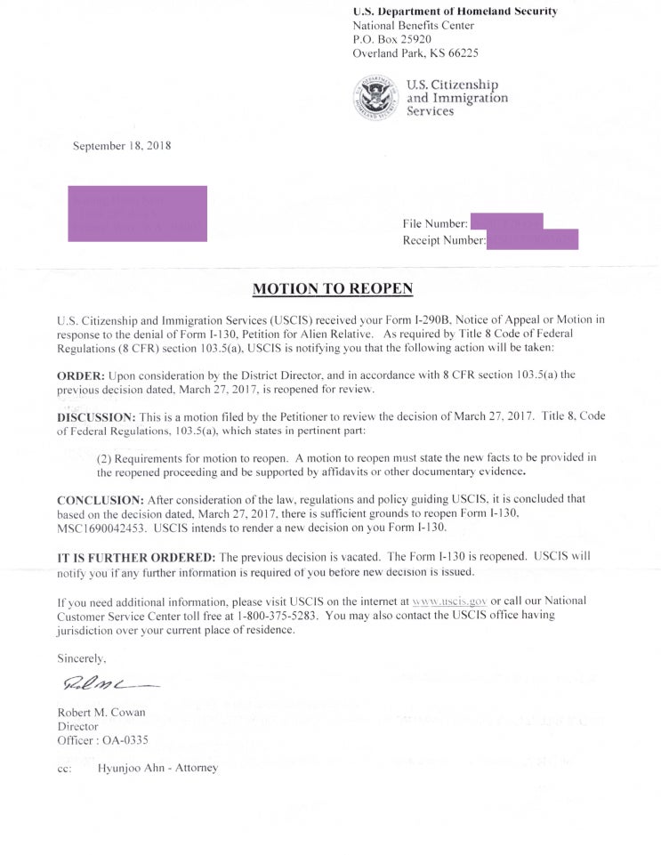 자녀를 미국시민권자에게 입양 후 영주권 거절시 대응방안 (motion to reopen) : 네이버 블로그