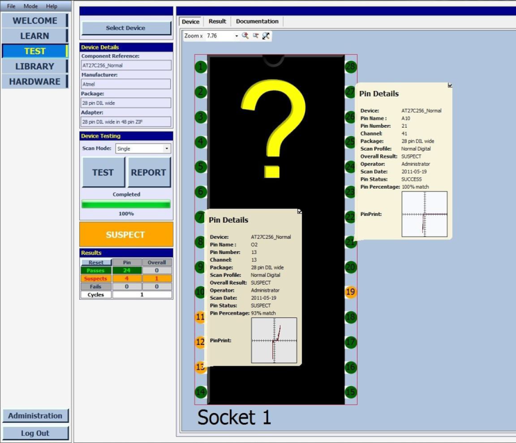 전자부품의 위조품 검사 (SENTRY Counterfeit IC Detector) - Autoamtic 시험에 대하여 ...