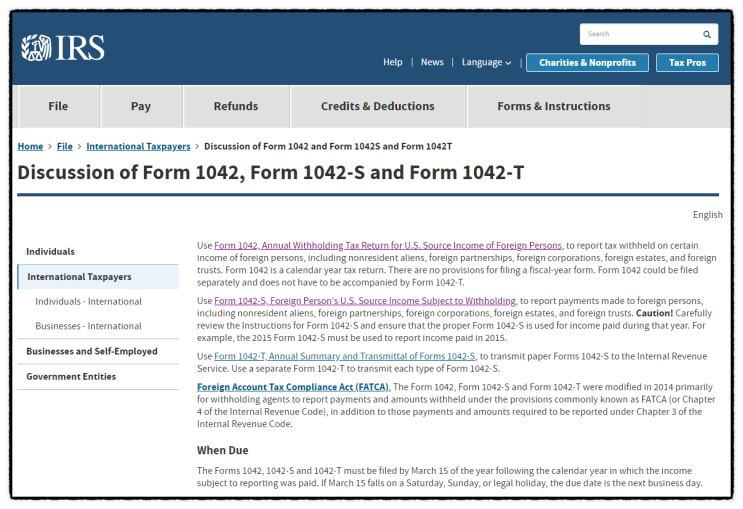 Form 1042 시리즈 (1) - 개요편 : 네이버 블로그