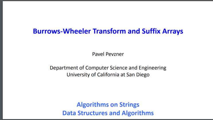 String - Burrows-Wheeler Transform(BWT) and Suffix Arrays : 네이버 블로그