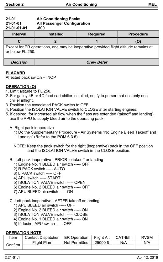 항공기 PACK Inop시 운항관리사 고려사항 (MEL) : 네이버 블로그
