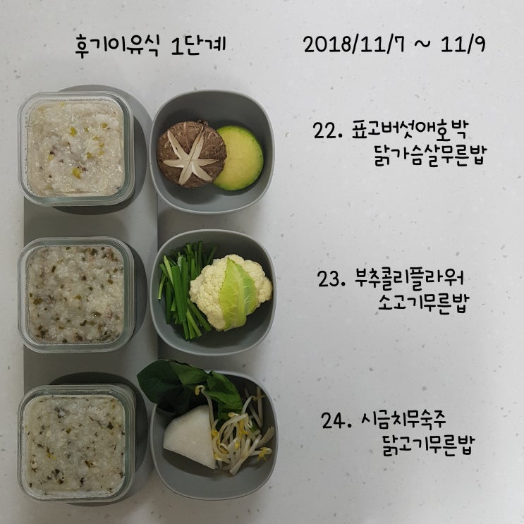 후기이유식 밥솥이유식 표고버섯애호박닭가슴살무른밥 부추콜리플라워소고기무른밥 시금치무숙주닭고기무른밥 네이버 블로그