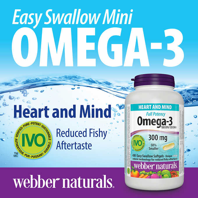 [웨버내추럴] 오메가3 캐나다산, 300mg, 400캡슐, webber naturals Easy to Swallow Mini ...