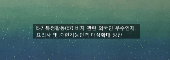 E 7 특정활동e7 비자 관련 외국인 우수인재 요리사 및 숙련기능인력 대상확대 방안 네이버 블로그