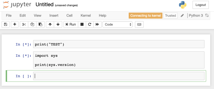 [python3] jupyter 사용시 Connecting to kernel 문제 : 네이버 블로그