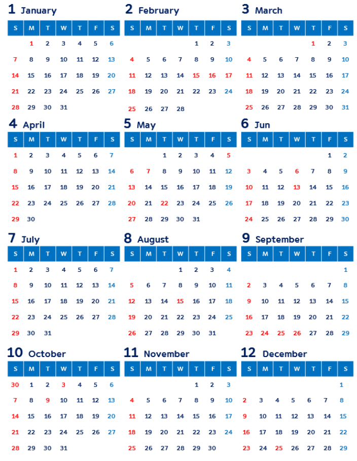 2018년 달력보기 한눈에보기 : 네이버 블로그