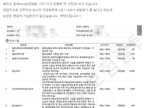 메리츠 알파plus보장보험 1707 봐주세요 네이버 블로그