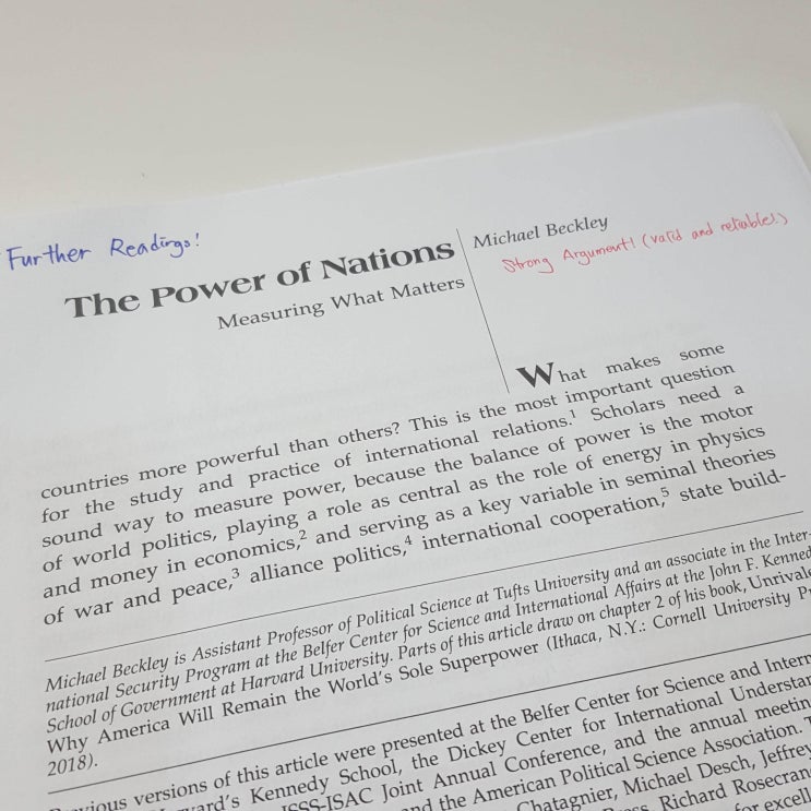 [논문] The power of nations - Michael Beckley : 네이버 블로그
