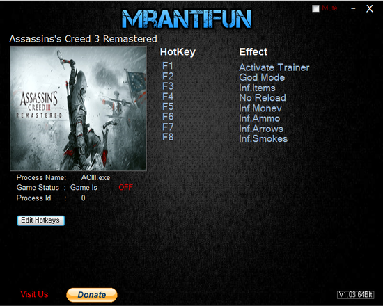 어쌔신크리드 3: 리마스터 트레이너 - Assassin's Creed 3: Remastered v1.00 +7 Trainer ...
