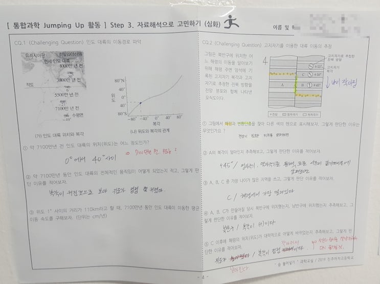 2019 진주여고 2015 개정 지구과학 1 수업 지구과학1 Jumping Up 활동 하부르타 갤러리워크 네이버 블로그