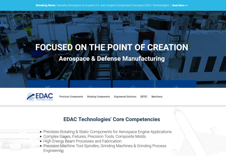 한화에어로스페이스 美 항공엔진 부품 전문업체'EDAC Technology'사를 인수하다. : 네이버 블로그