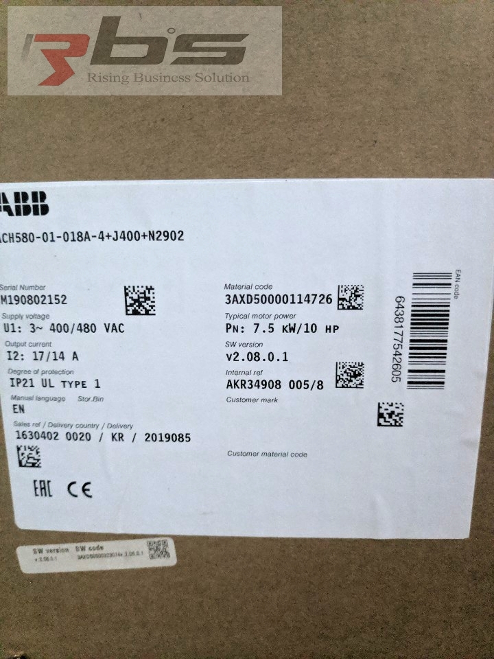 ABB AC DRIVE 인버터 ACH580-01-018A-4+J400+N2902 미사용품 초특가 처분 7.5KW 10HP (10 ...