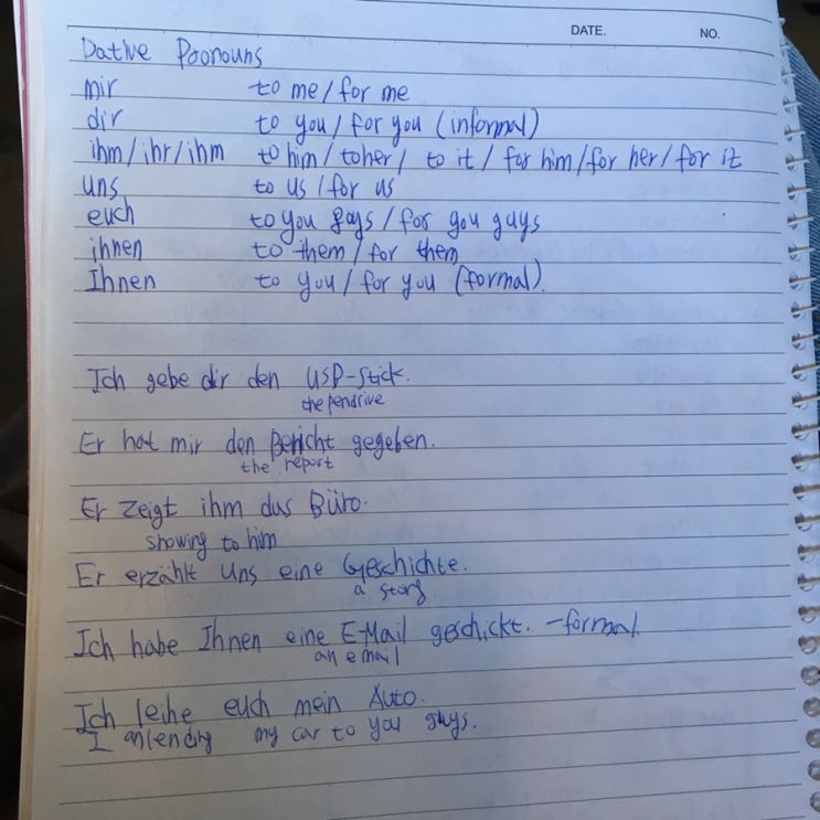 독일어 Dative Pronouns mir/dir/ihm/ihr/ihm/uns/euch/ihnen/Ihnen : 네이버 블로그