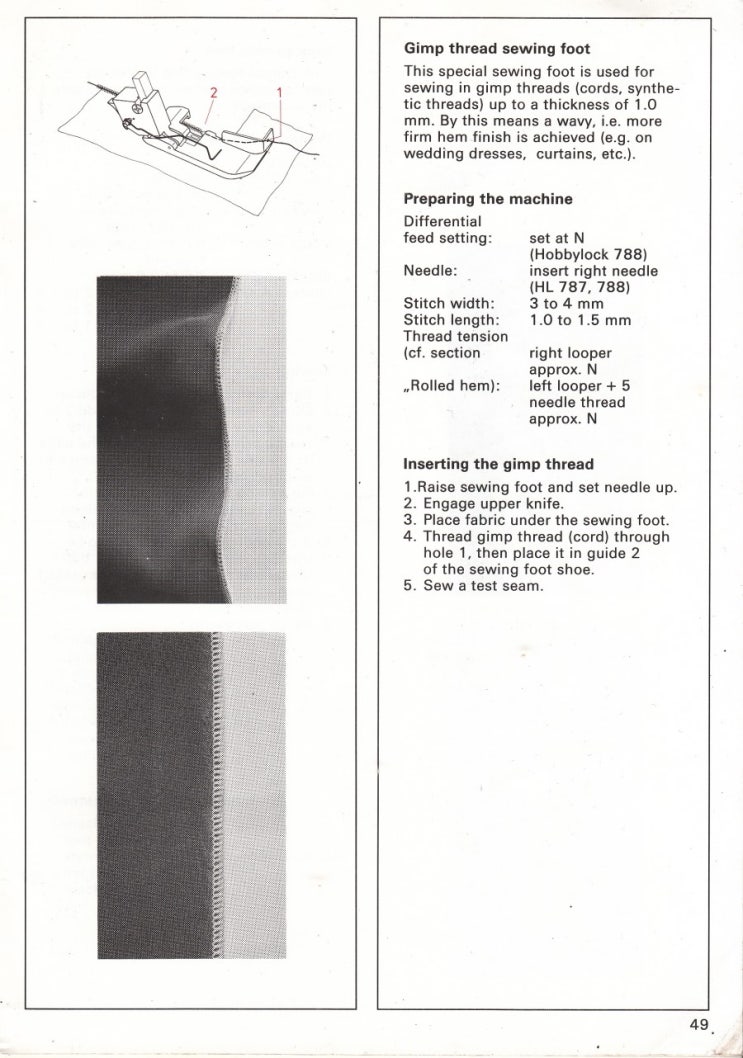 파프 설명서 pfaff 788 - 49 p. gimp foot : 네이버 블로그