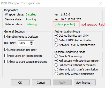 [다중 원격데스크톱] Windowns 10 RDP wrapper not Supported 오류 해결방법 : 네이버 블로그