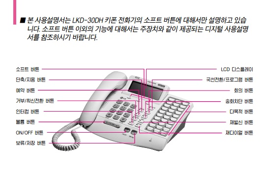 LKD-30DH 키폰 사용설명서 첨부 : 네이버 블로그