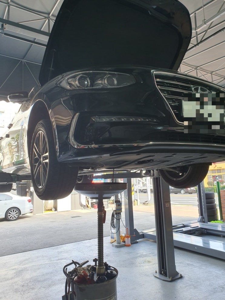 진주 상봉동 자동차정비소카센터 제이제이모터스 그렌져ig 엔진오일교환 퍼포먼스장비사용교환 엔진플러싱 잔유제거 합성유교환 엔진엔
