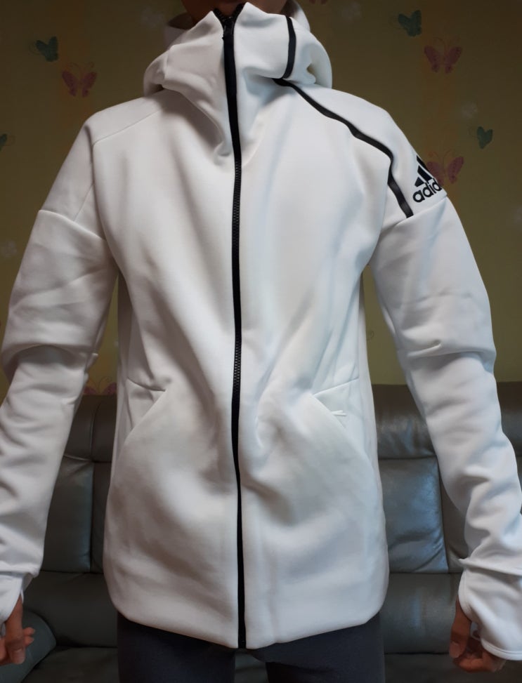 아디다스 집업 후드티 M ZNE hd FR CY9903(흰색) 95 사이즈 구입기 : 네이버 블로그