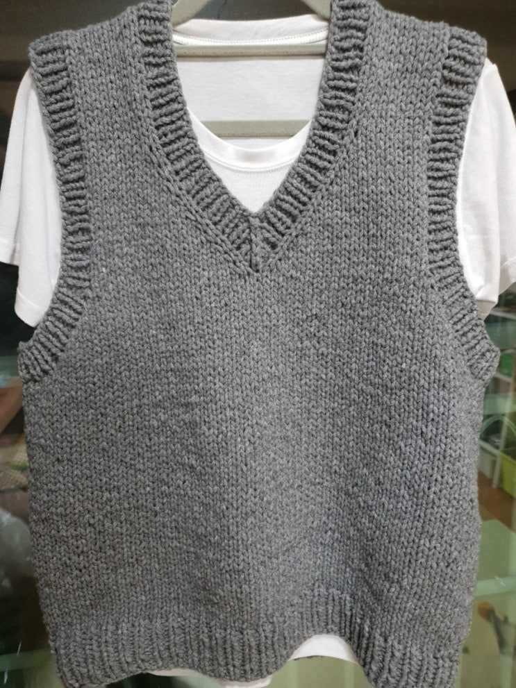 대바늘브이넥조끼뜨기..연일섬유로프얀💙 : 네이버 블로그