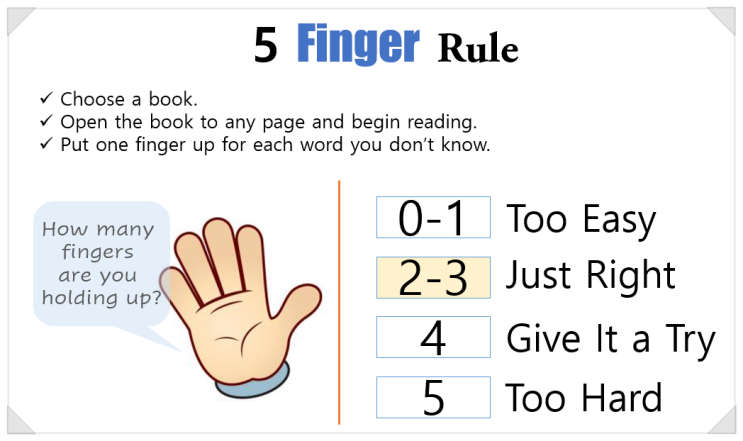 5 Finger Rule 아이에게 맞는 영어책을 고르는 초간단 방법 : 네이버 블로그
