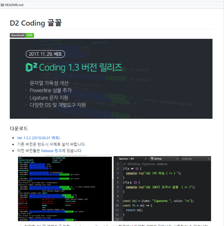 네이버 D2 Coding - 개발자 코딩 글꼴 : 네이버 블로그