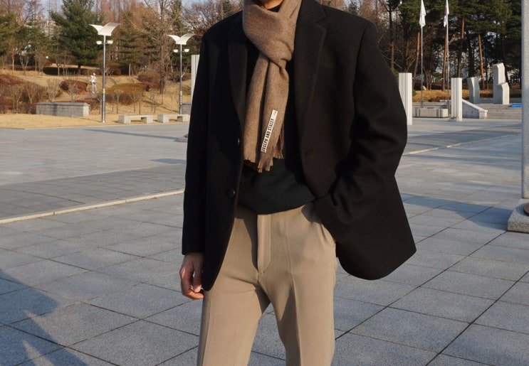 조셉앤스테이시 캐시미어 머플러 코디 남자 목도리 매는법 네이버 블로그