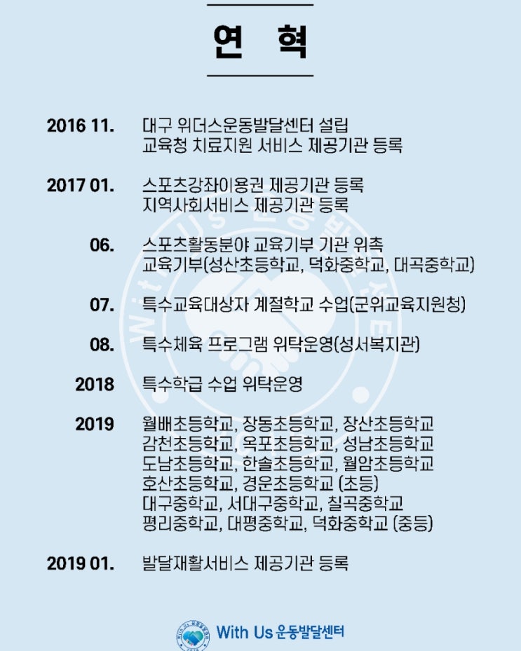 연혁 대구특수체육달서구특수체육월성동특수체육대구감각통합달서구감각통합월성동감각통합위더스운동발달센터 네이버 블로그