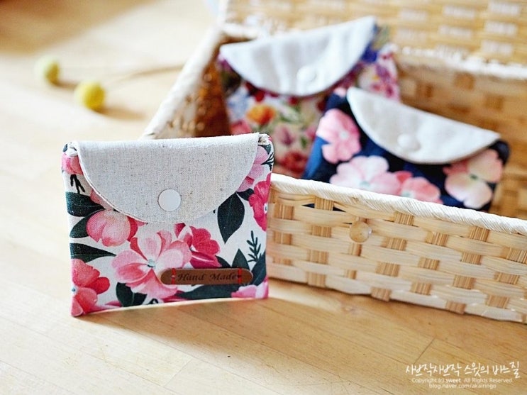 T단추여밈 카드지갑 동전파우치 만들기 Diy 과정샷플라워 린넨 네이버 블로그